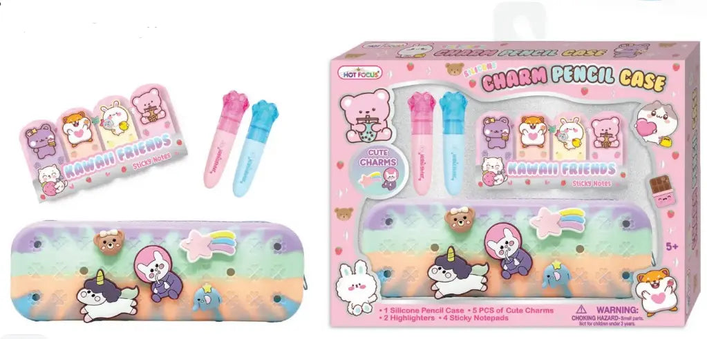 Hot Focus Charm Pencil Case Set – Kawaii Friends – Little Wings